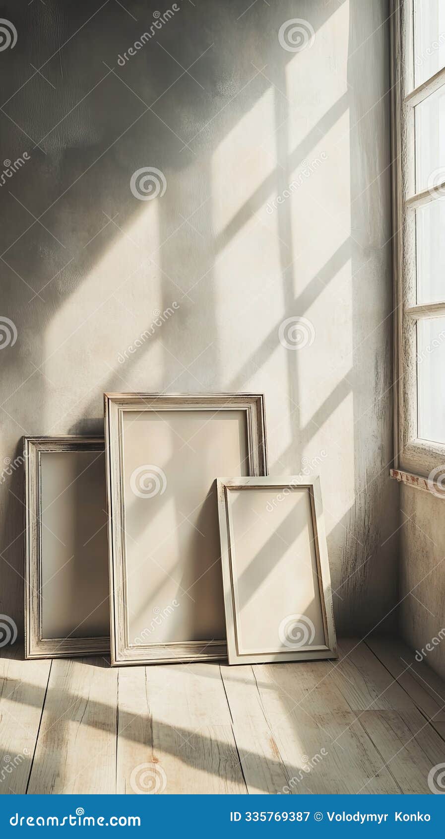 Empty Picture Frames in Sunlight by Window, Minimalist Interior Design ...