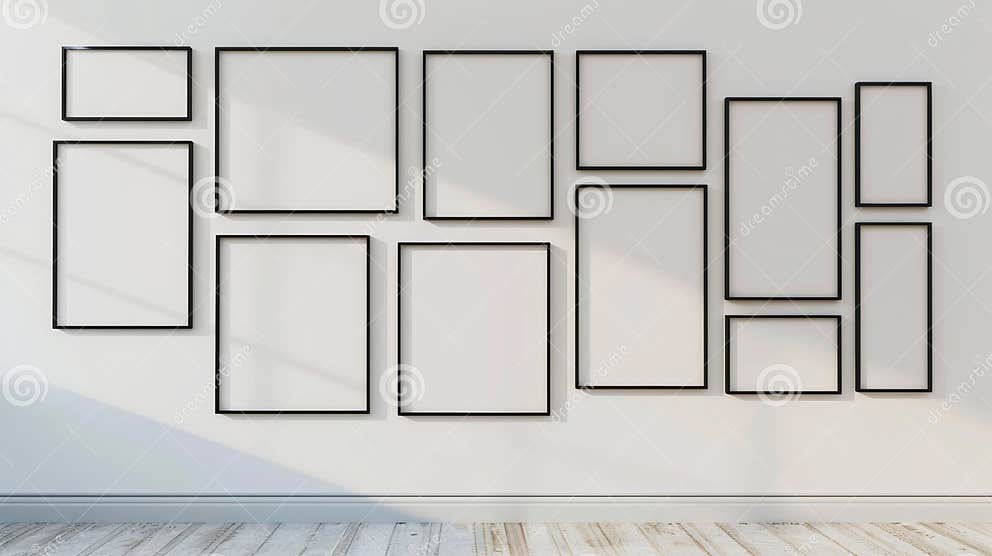 Empty Picture Frames on a Wall in Bright Modern Interior, Minimalist ...