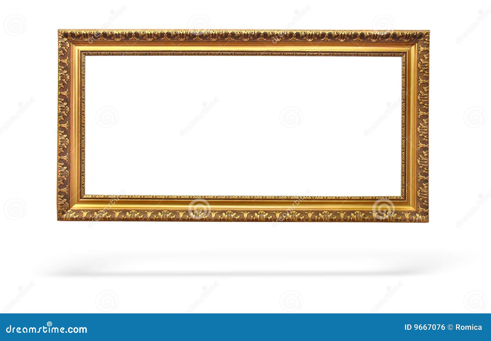 Empty Picture Gold Frame with a Decorative Pattern Stock Photo - Image ...