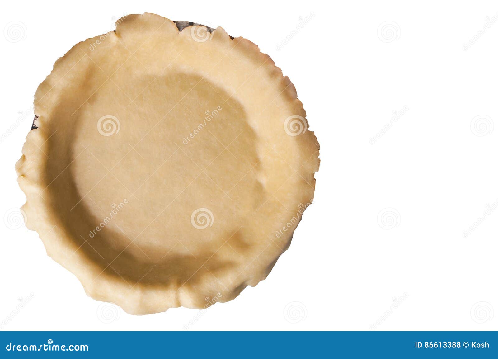 Empty Pie Shell Isolated on White and Free Space Foe Text Stock Photo ...
