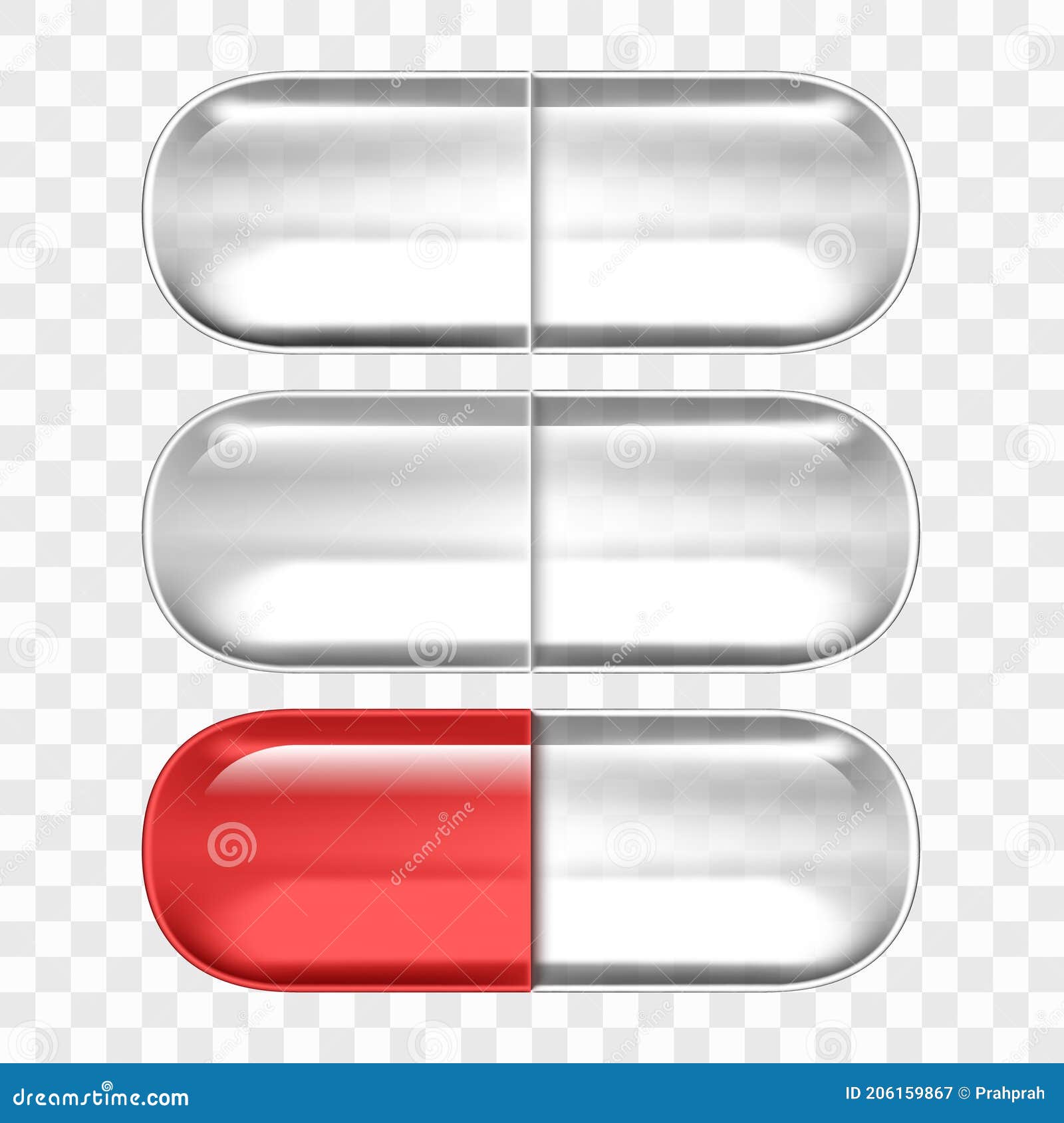 Empty Pills Capsules Isolated on Transparent Back Stock Vector ...