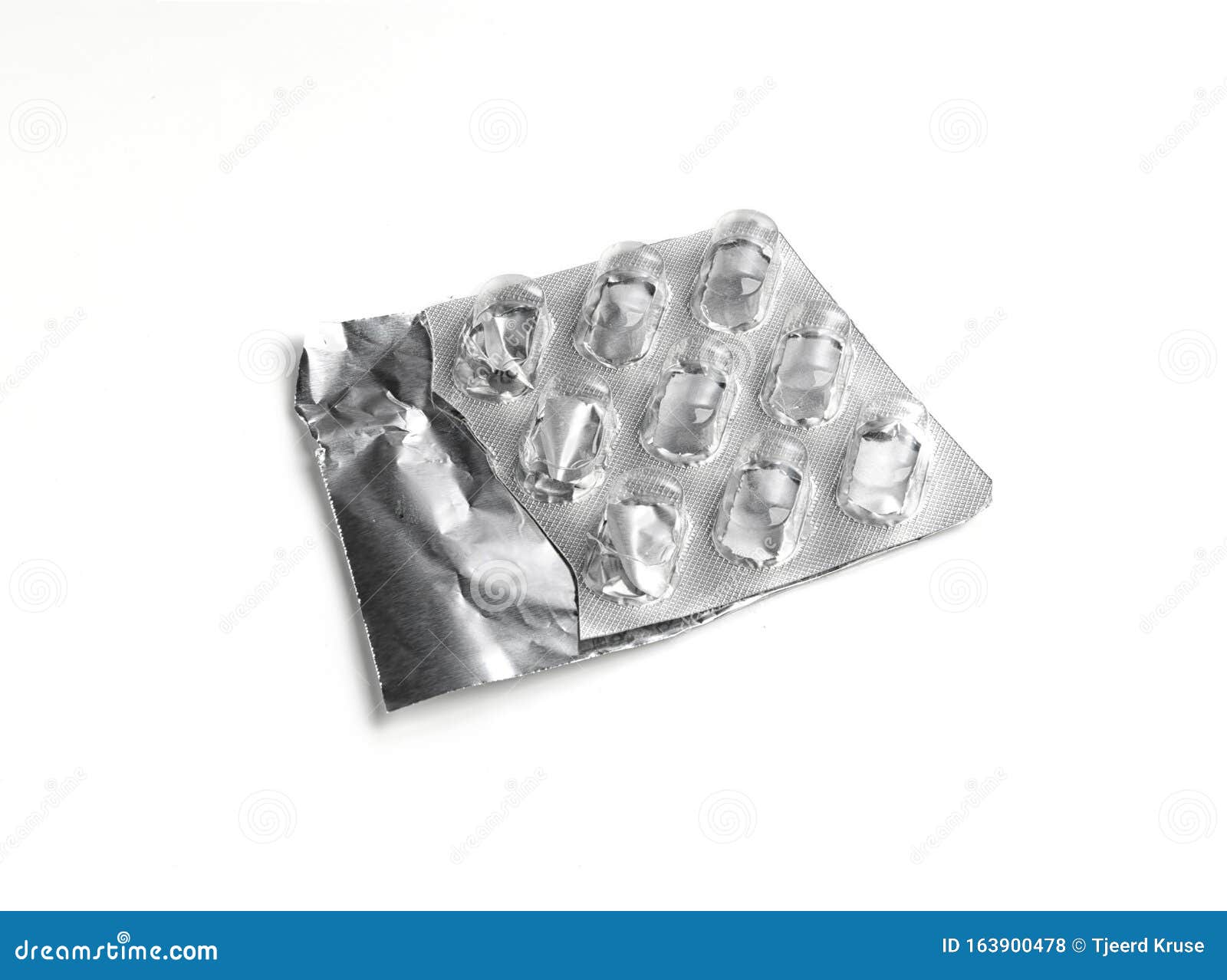 Empty Pills Pack Isolated on White Background. Used Medicine Tablet ...