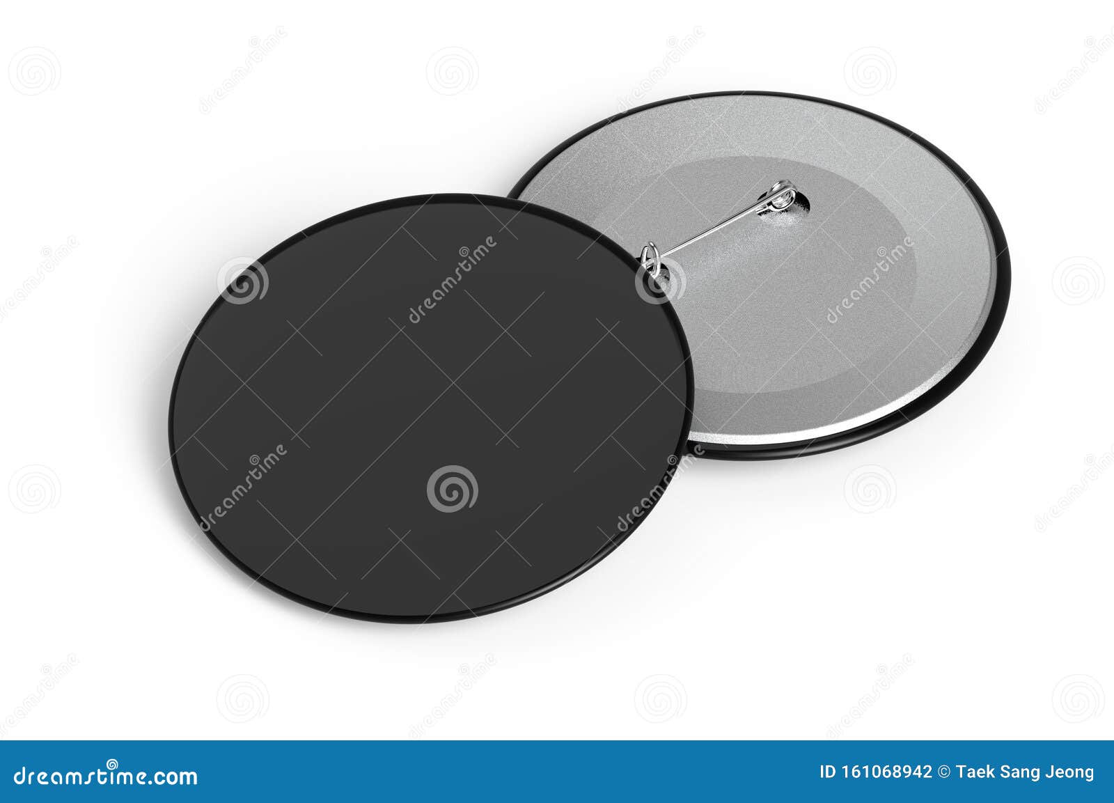 Empty Pin Badges Black Color Front and Back View on White Background ...