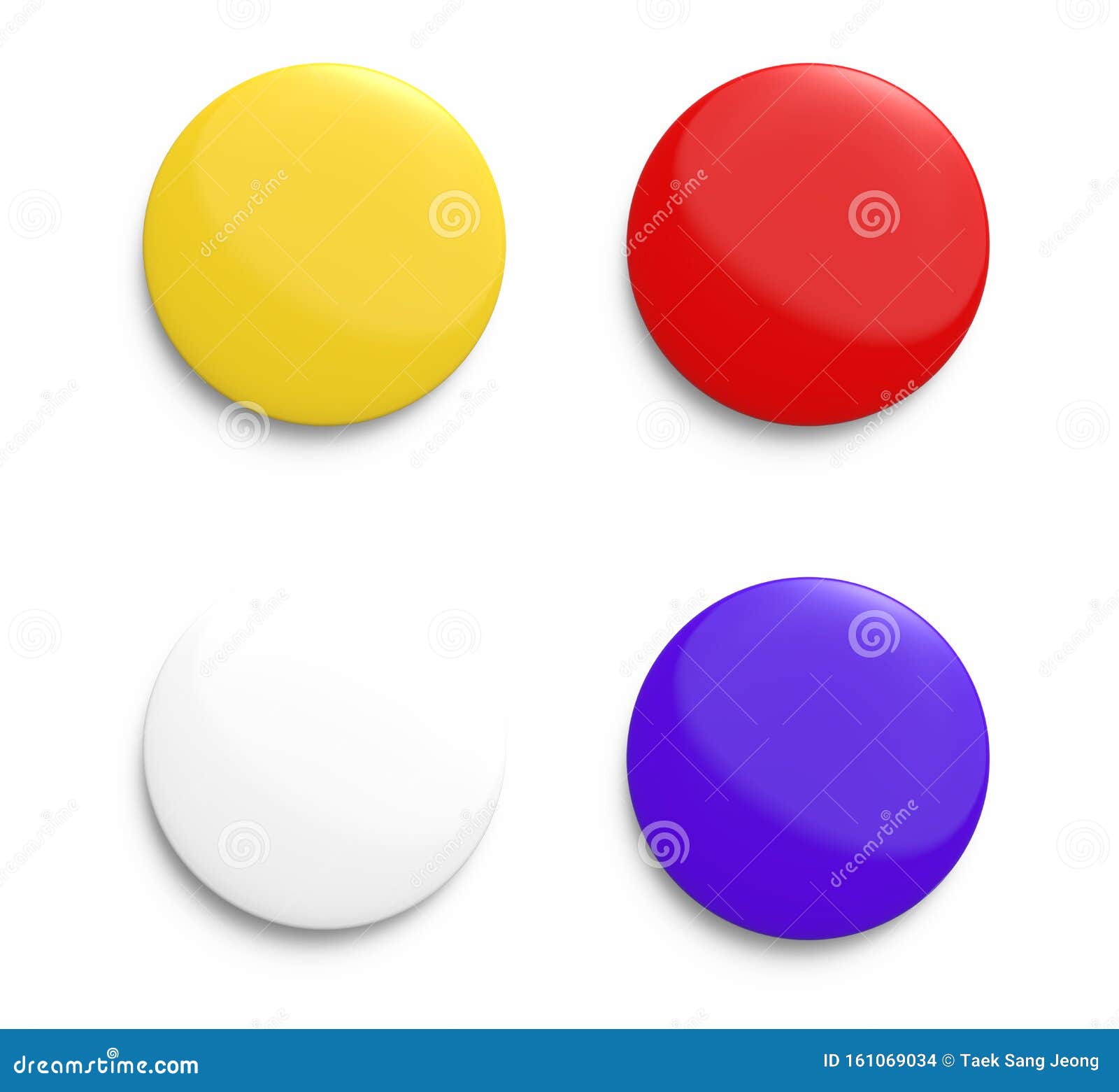 Empty Pin Badges Color Set Front and Back View on White Background ...