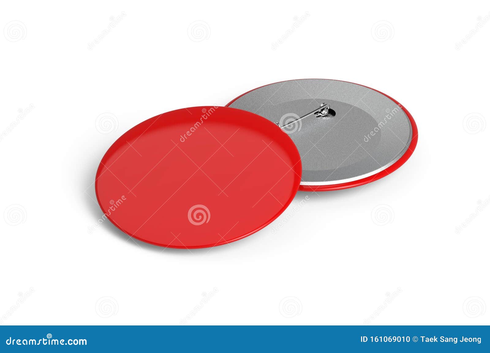 Empty Pin Badges Red Color Front and Back View on White Background ...