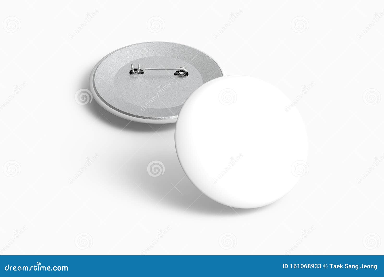 Empty Pin Badges White Color Front and Back View on White Background ...