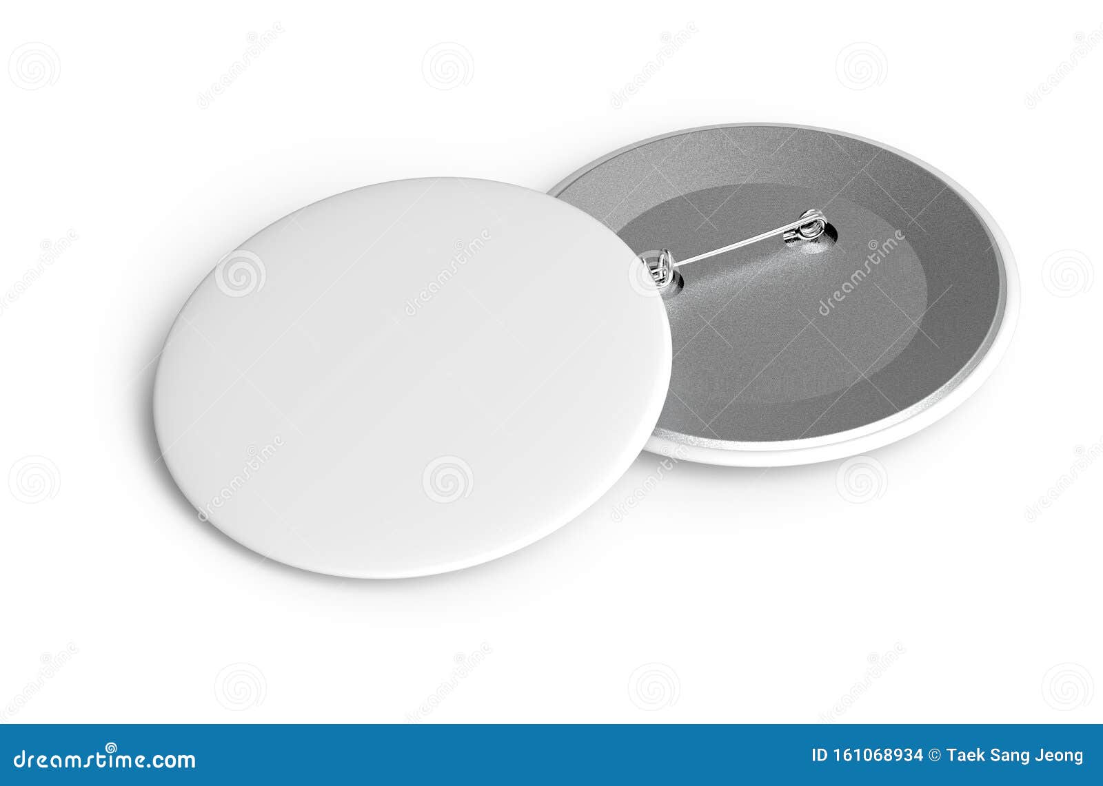 Empty Pin Badges White Color Front and Back View on White Background ...