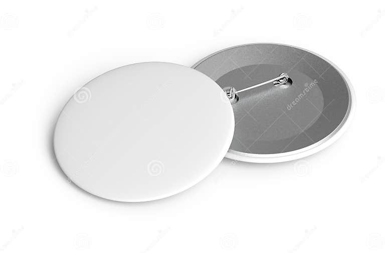 Empty Pin Badges White Color Front and Back View on White Background ...