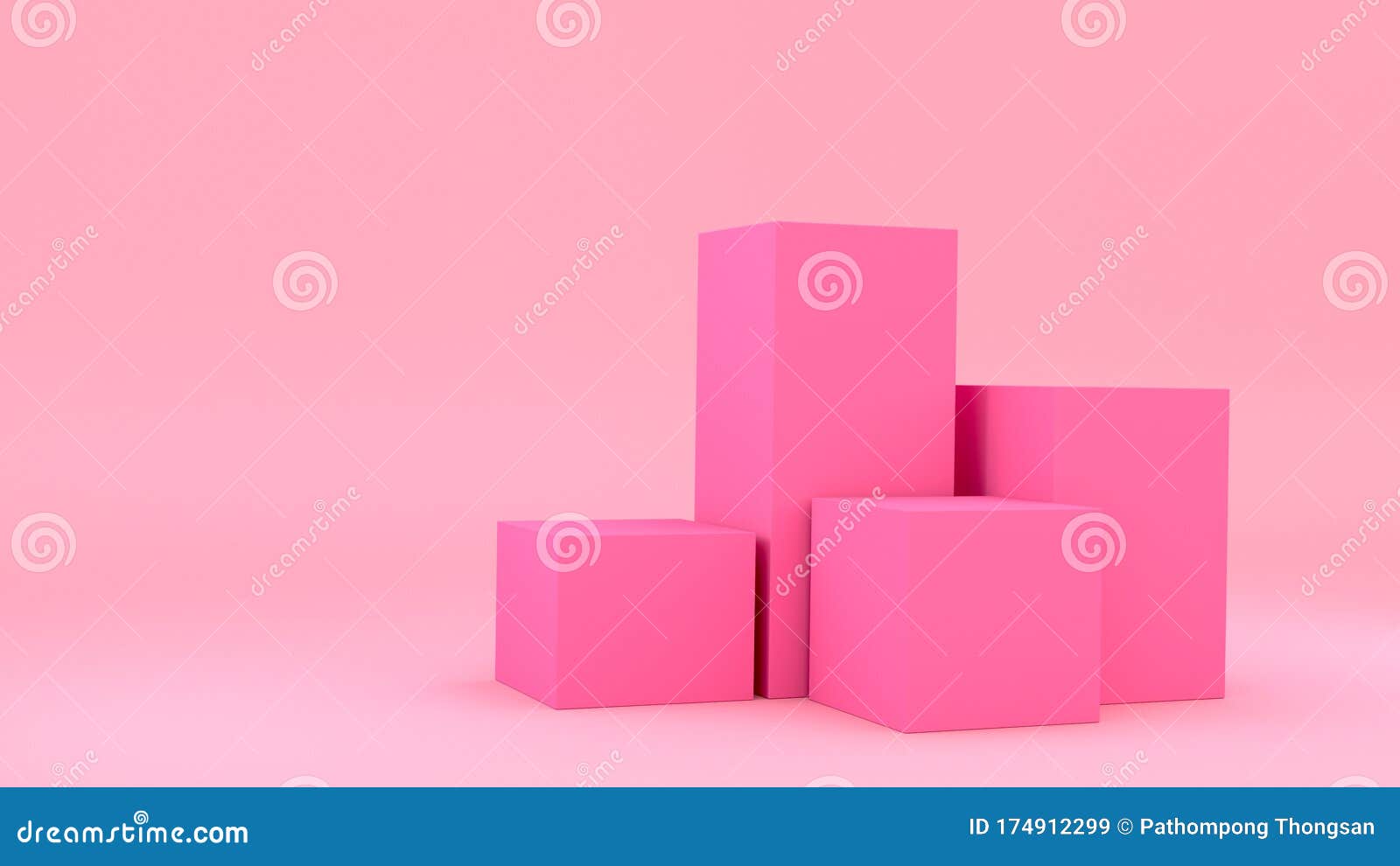 Empty Pink Box with Free Space. 3d Rendering Stock Illustration ...