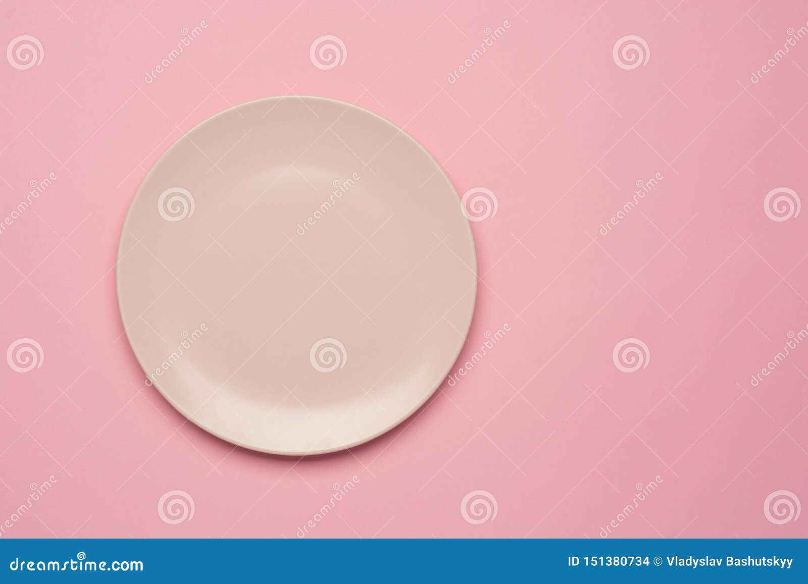 Empty Pink Plate on the Pastel Pink Background. Flat Lay, Top View ...