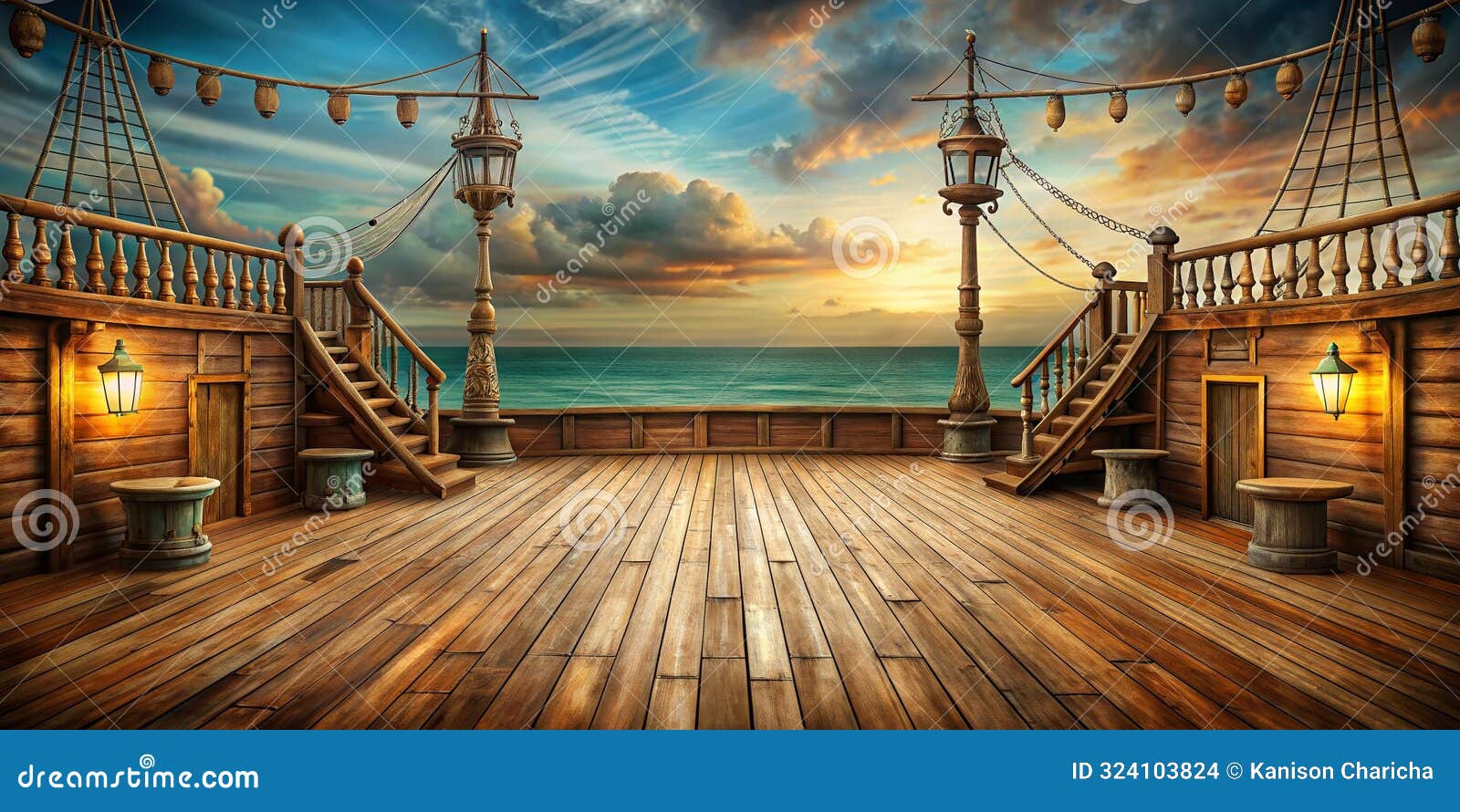 Ship Deck View Through Round Window. Royalty-Free Stock Image ...