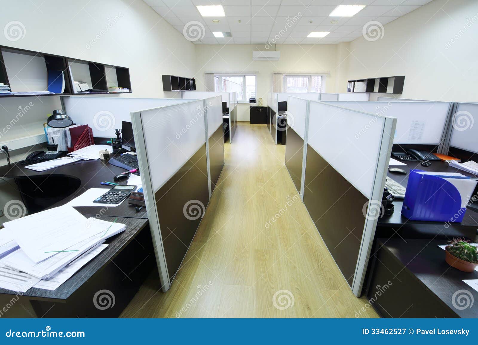 Empty Places of Work Separated by Partition Stock Image - Image of ...