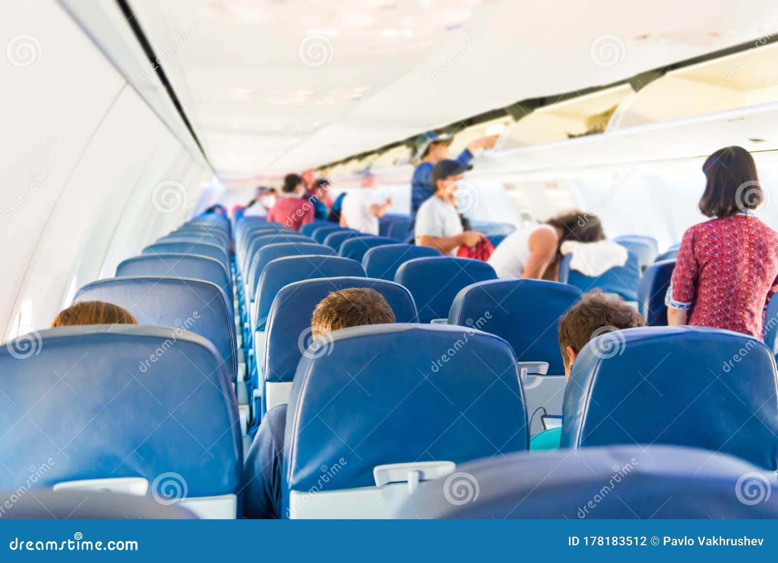 Plane Interior - Cabin With Modern Leather Chair For Passenger Of ...