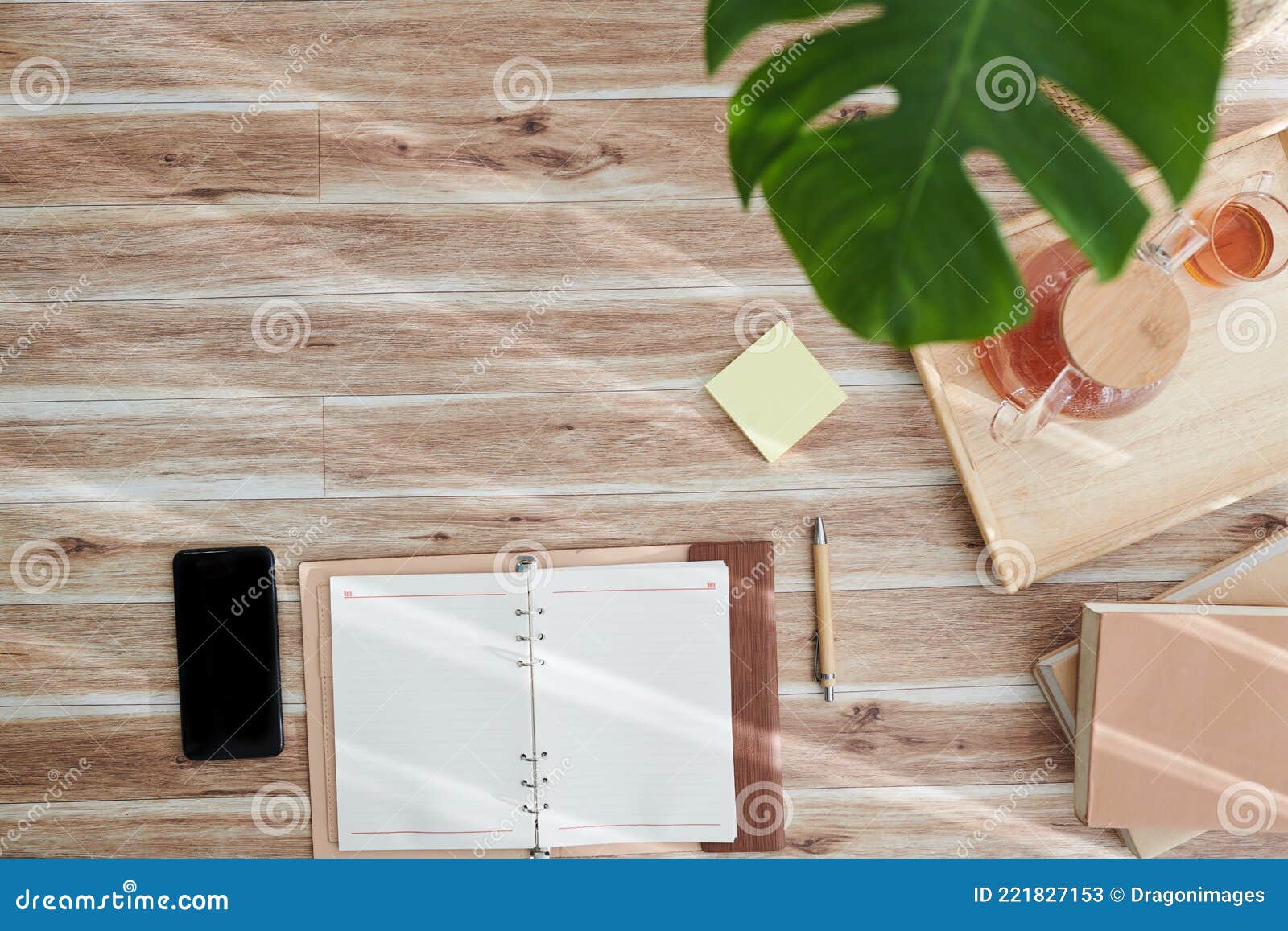 Empty Planner on Workplace stock image. Image of wood - 221827153