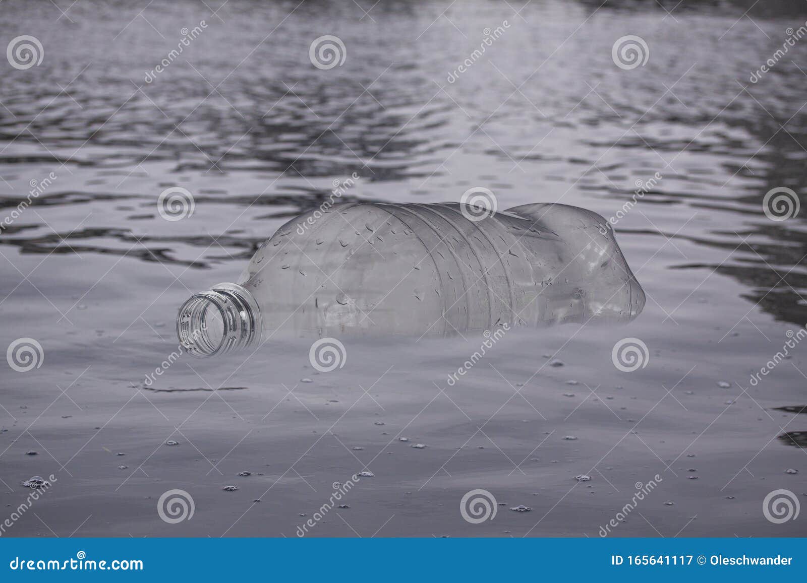 Empty Plastic Bottle Floating in Water. Pollution Concept. Close Up ...