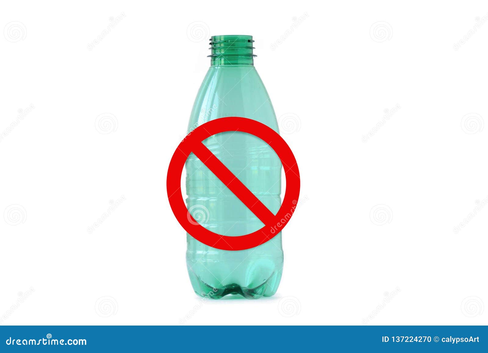 Empty Plastic Bottle with Restriction Sign on White Background - Stop ...