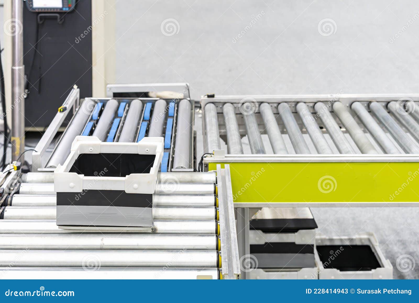 Empty Plastic Box on Roller Conveyor of Automatic Production Line of ...