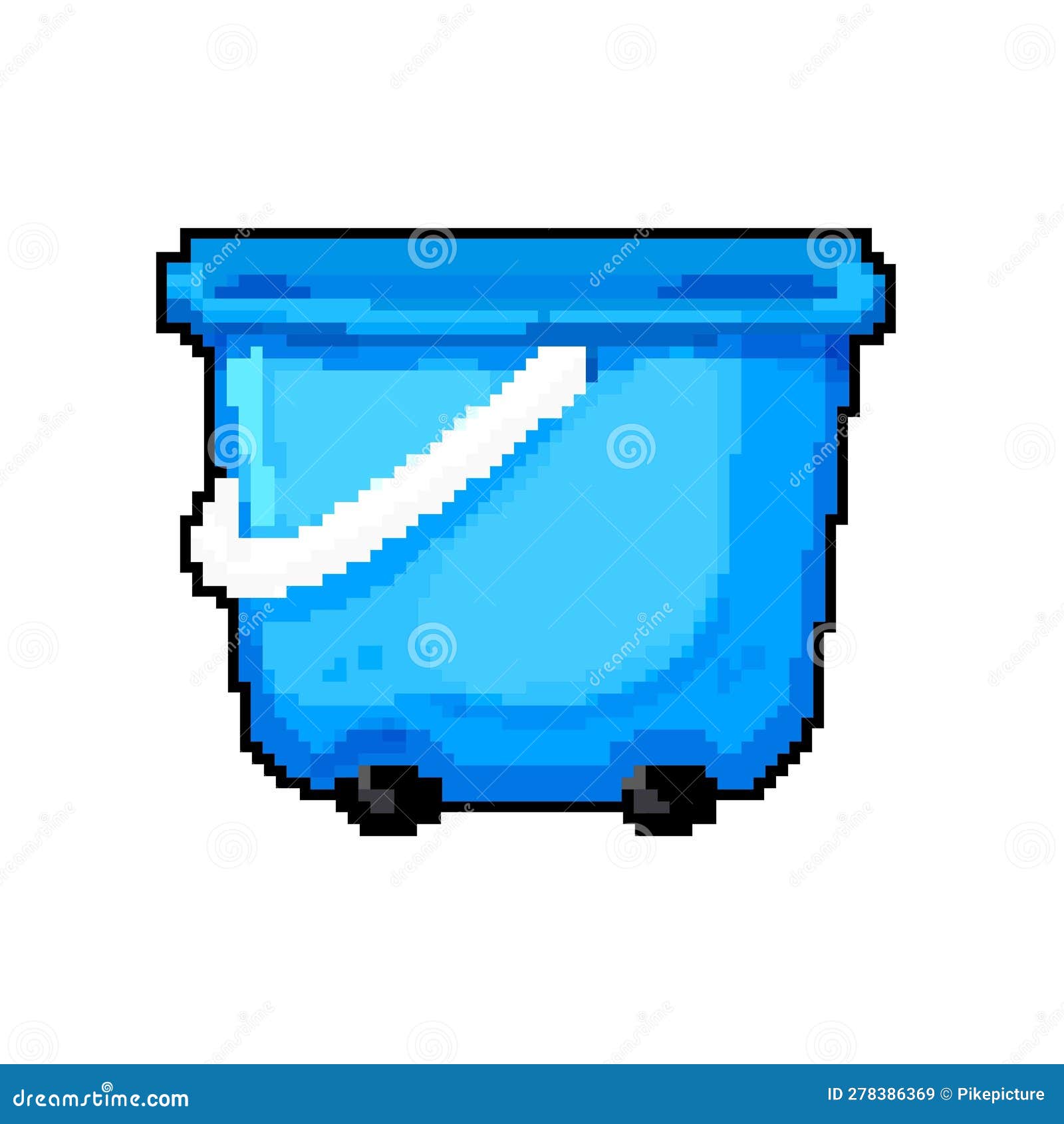 Empty Plastic Bucket Container Game Pixel Art Vector Illustration Stock ...