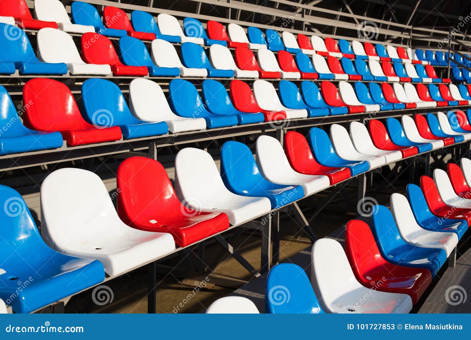 Empty Plastic Chairs in Stadium. Stock Image - Image of chair, arena ...