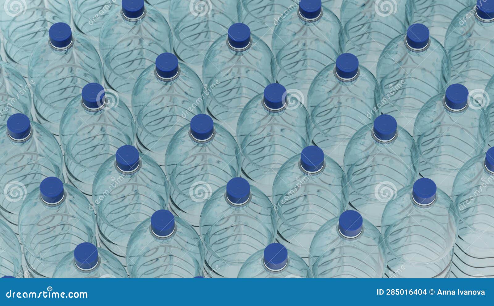 Empty Plastic Clean Bottles for Water with Caps Lids. Production of ...