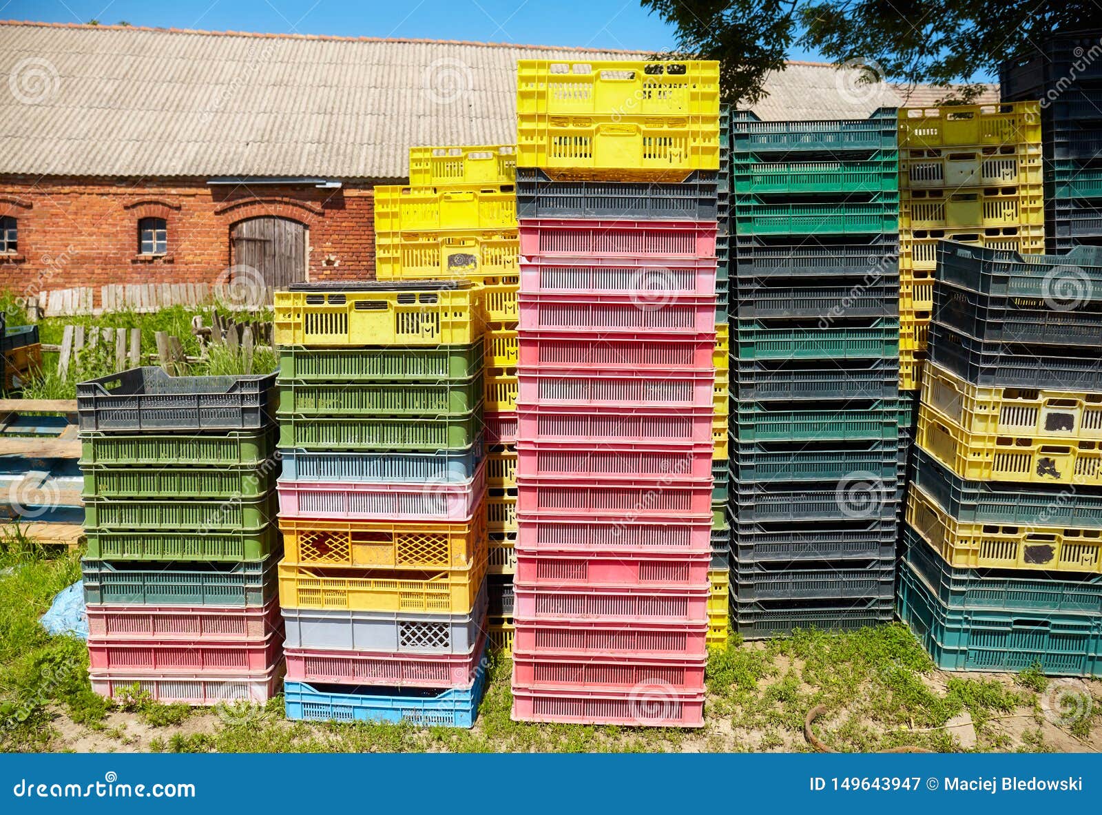 Empty Plastic Containers Used for Vegetables Transportation Piled at a ...