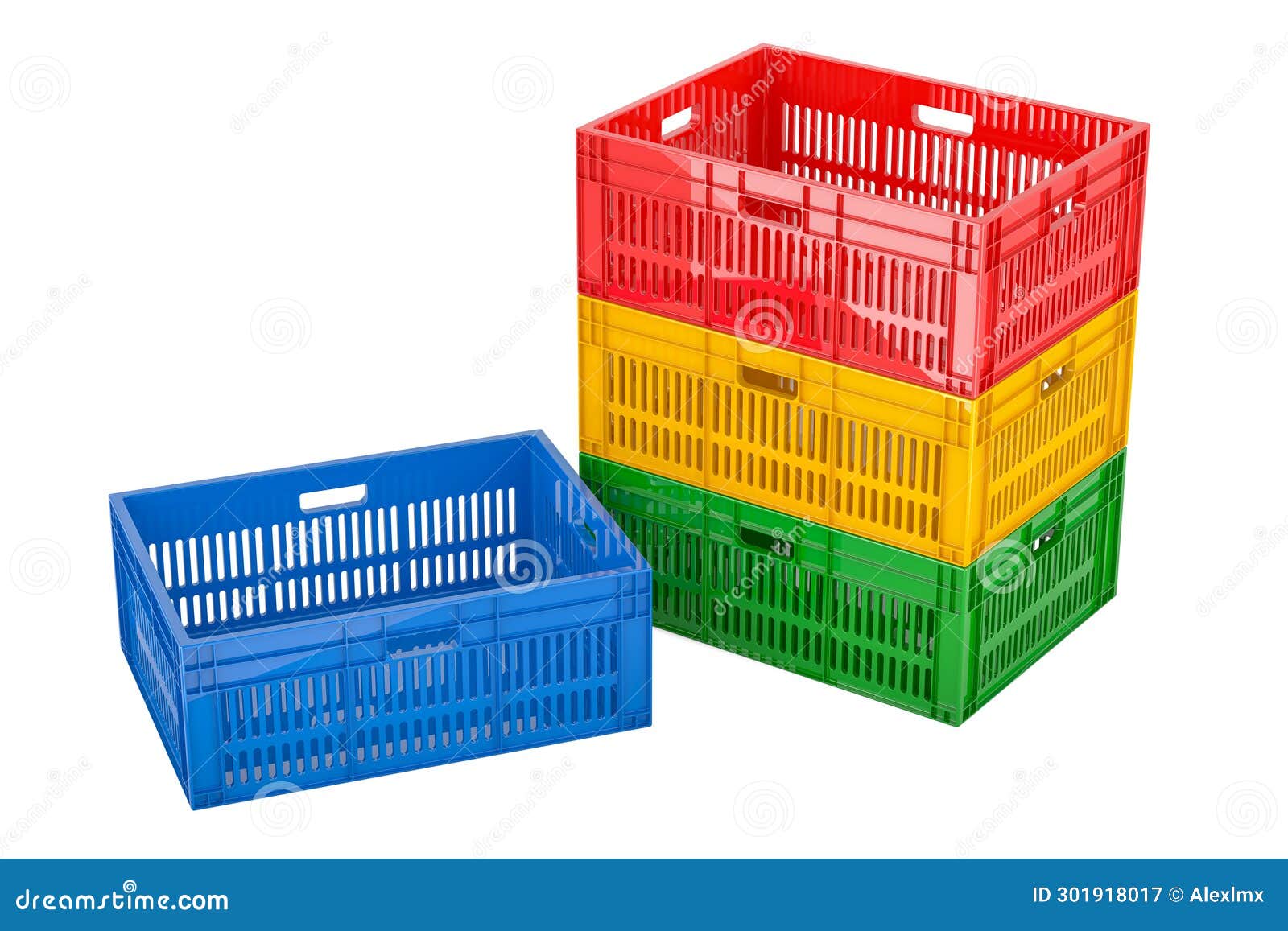 Plastic Crates Full Of Red Apples On The Wooden Pallet, 3D Rendering ...