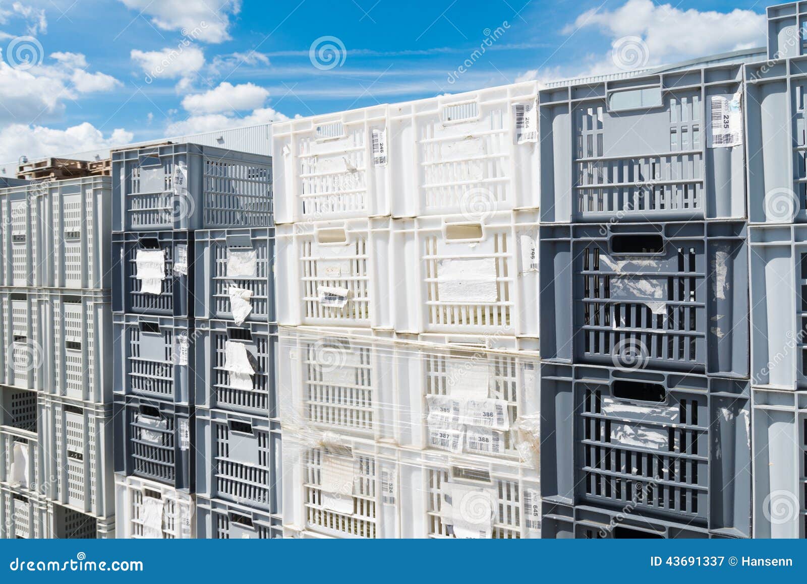 Empty plastic crates stock image. Image of fruits, background - 43691337