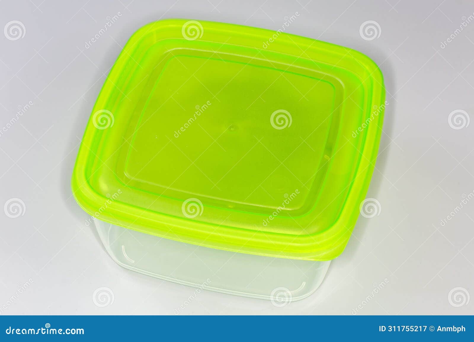 Empty Plastic Food Storage Container with Closed Green Lid Stock Image ...