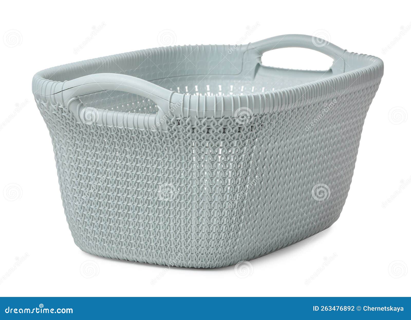 Empty Plastic Laundry Basket Isolated on White Stock Photo - Image of ...