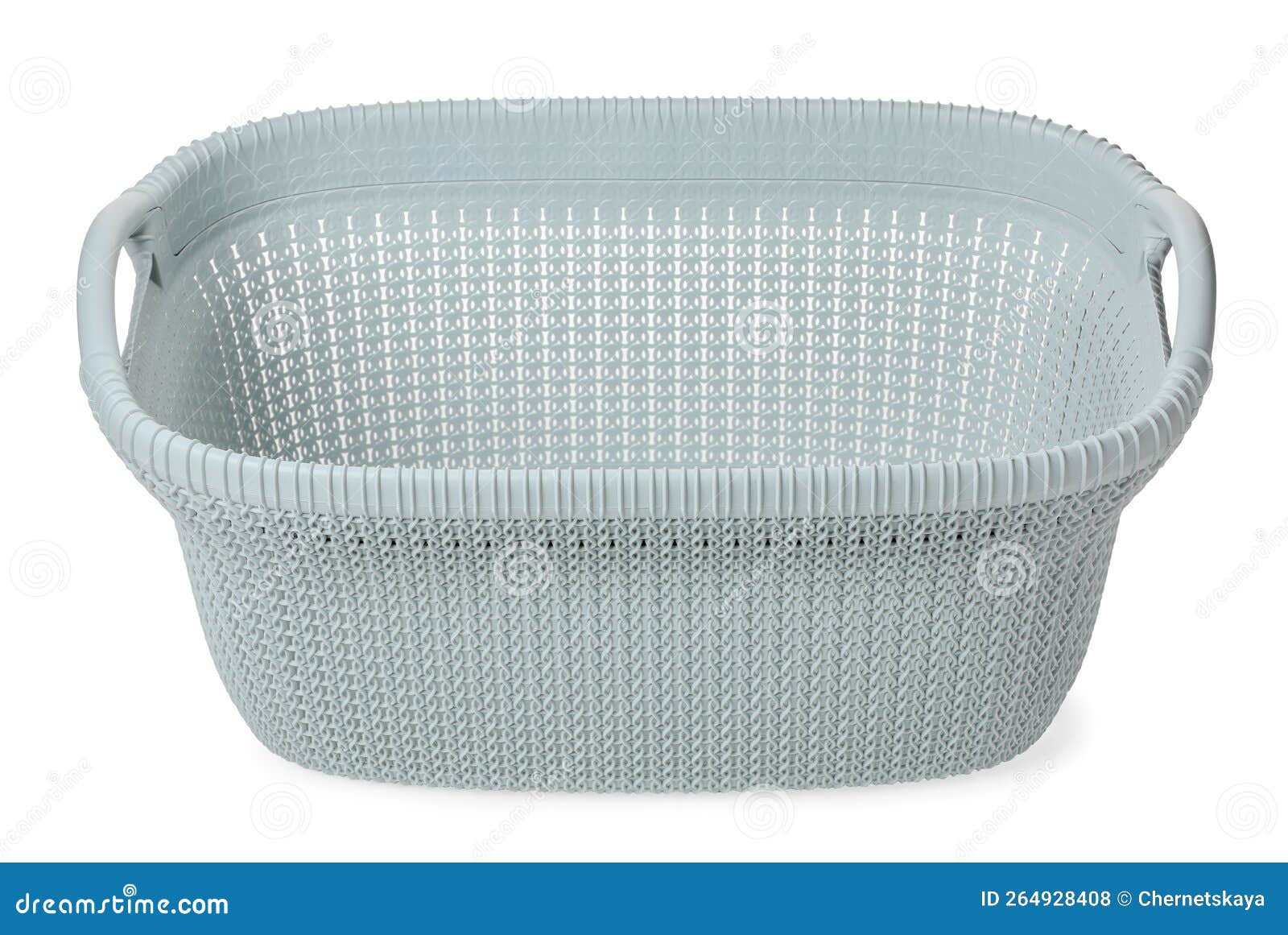Empty Plastic Laundry Basket Isolated on White Stock Photo - Image of ...