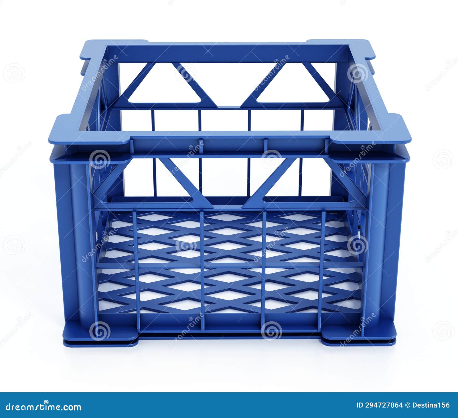 Empty Plastic Milk Crate Isolated On White Background. 3D Illustration ...