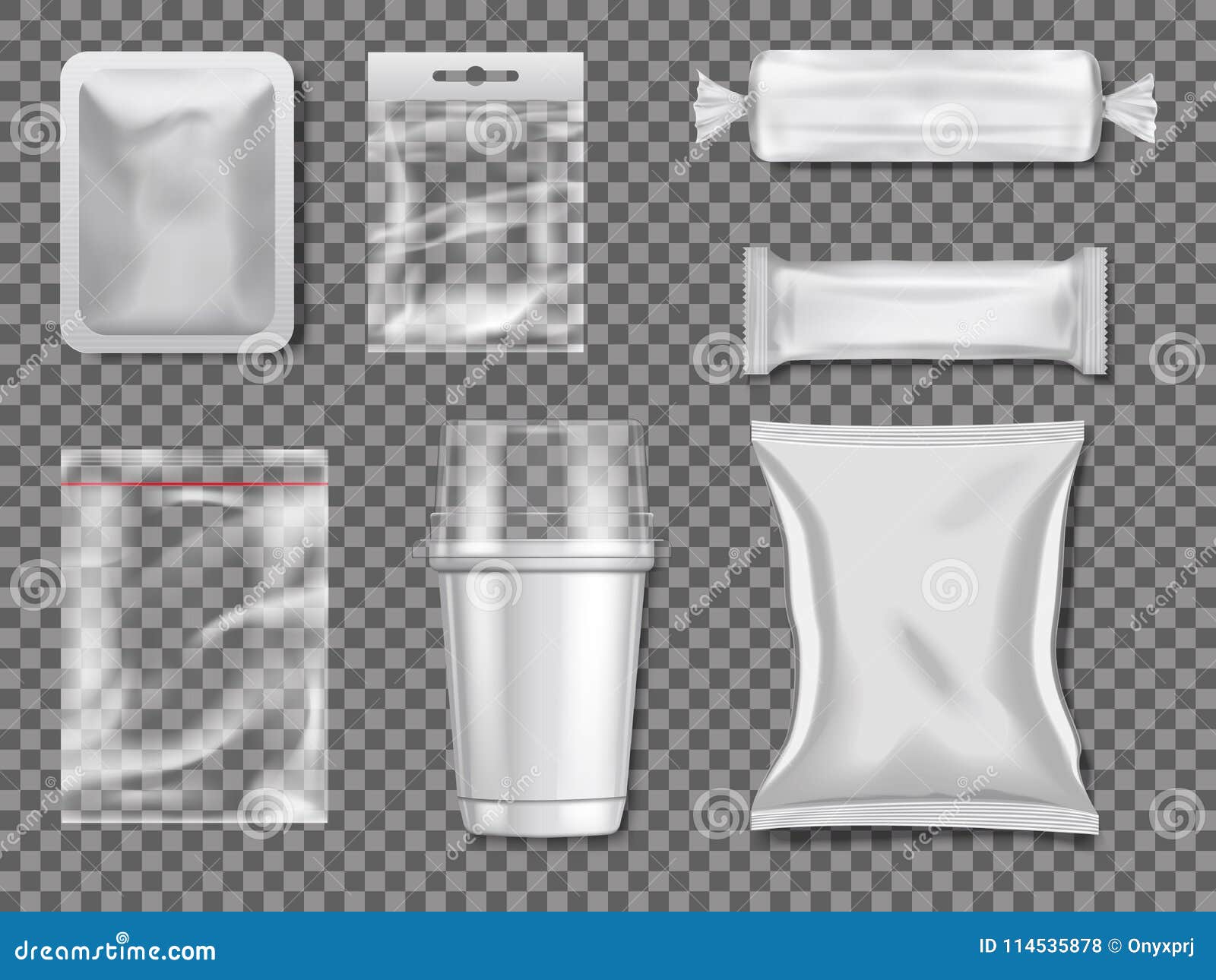 Empty Plastic and Transparency Packages. Vector Mockup Pictures Stock ...