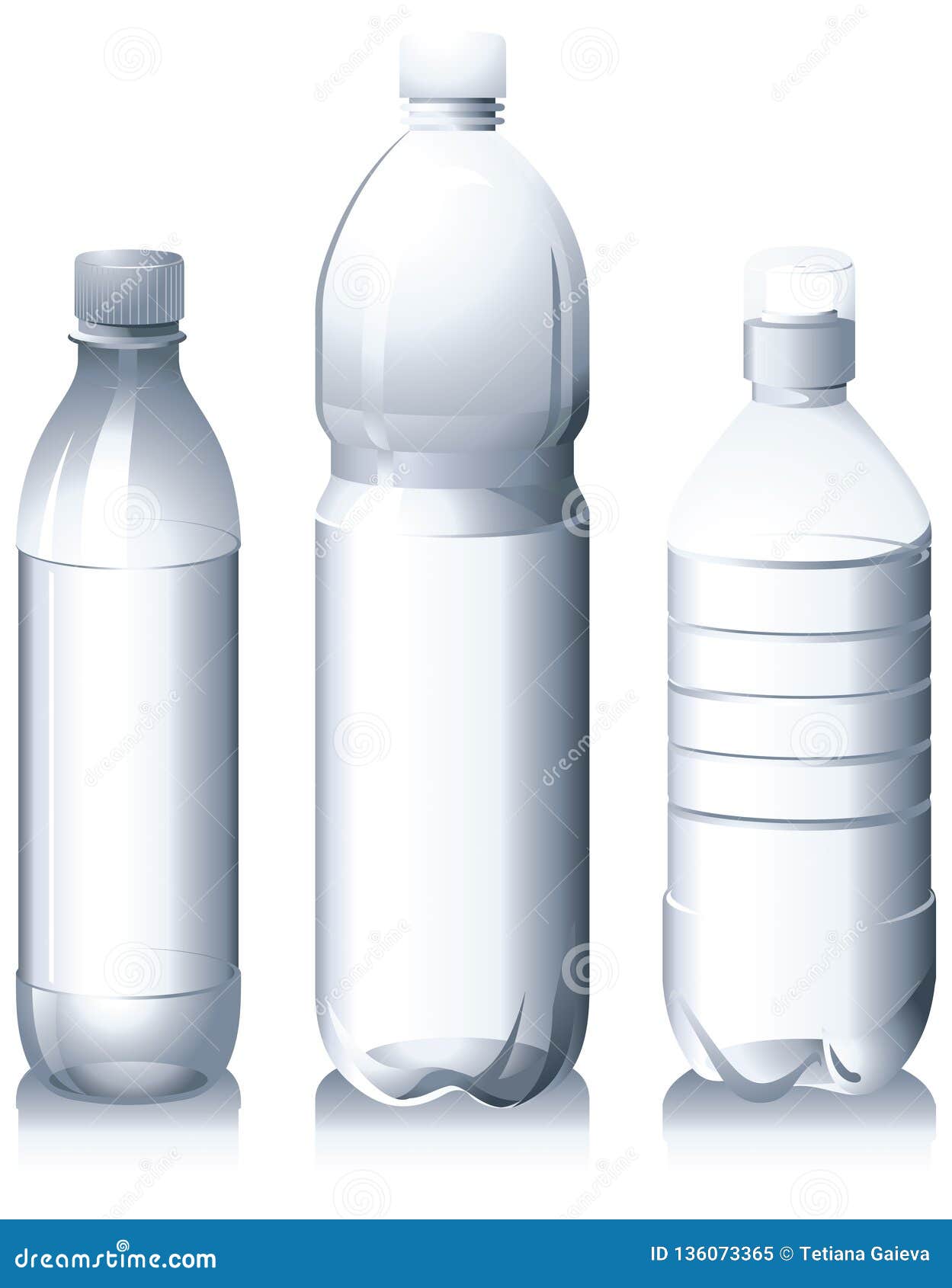 Empty Plastic, Transparent Bottles. Vector Stock Vector - Illustration ...