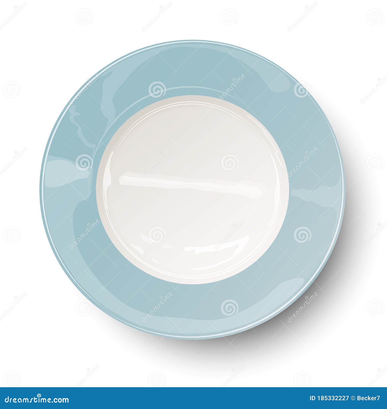 Empty Blue Plate Placed on White Background Stock Vector - Illustration ...