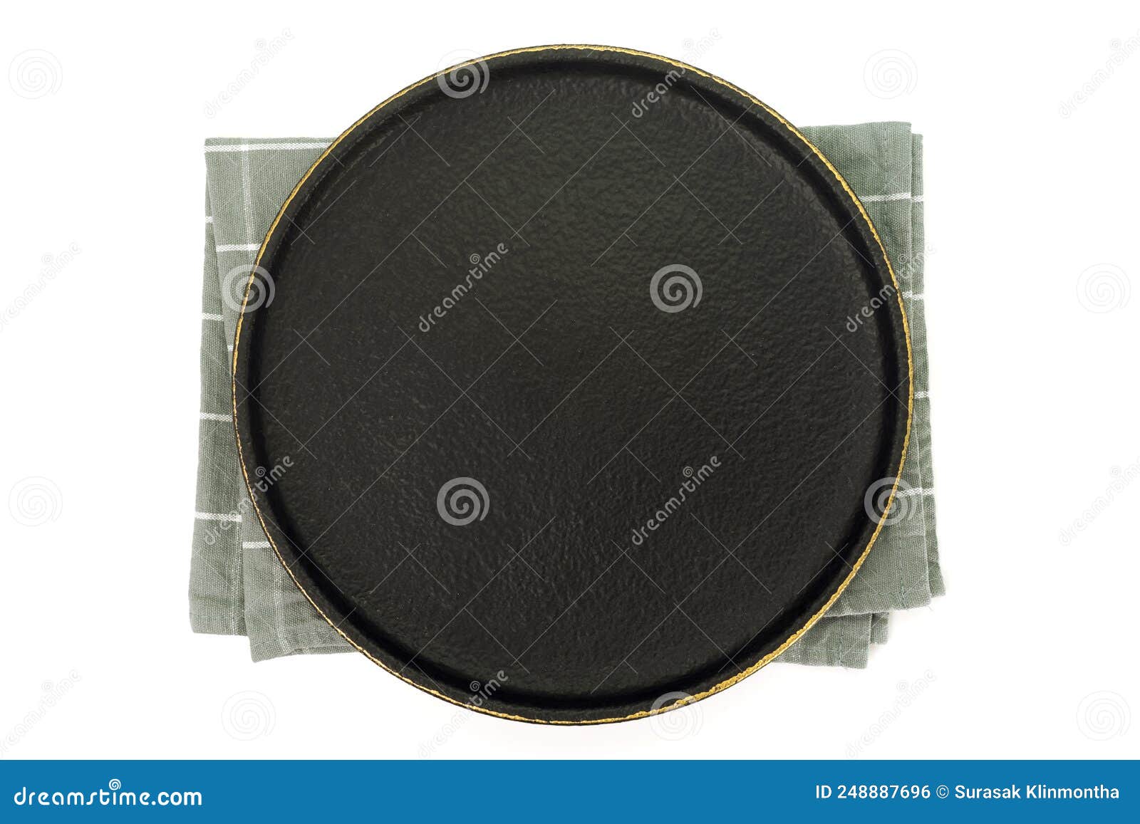 Empty Plate with Cloth Isolated on White Background. Mock Up. Selective ...