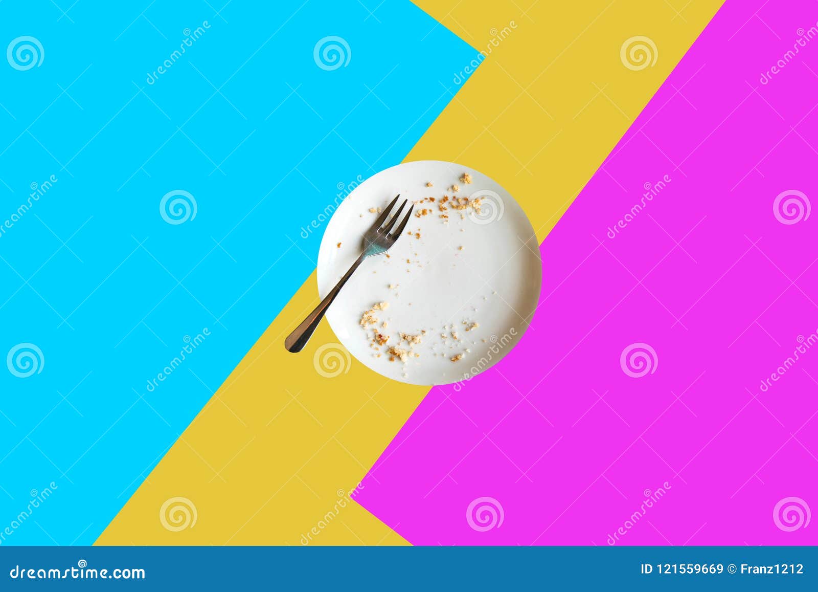 Empty Plate with Crumbs after Eating on a Bright Colored Background ...