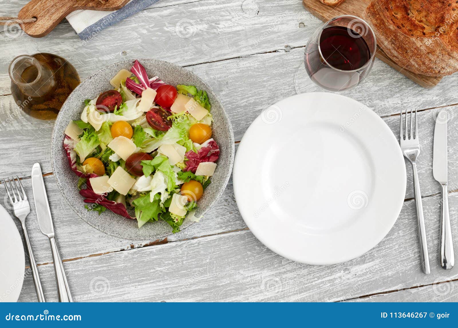 Empty Plate on Dinner Table Stock Image - Image of copy, party: 113646267