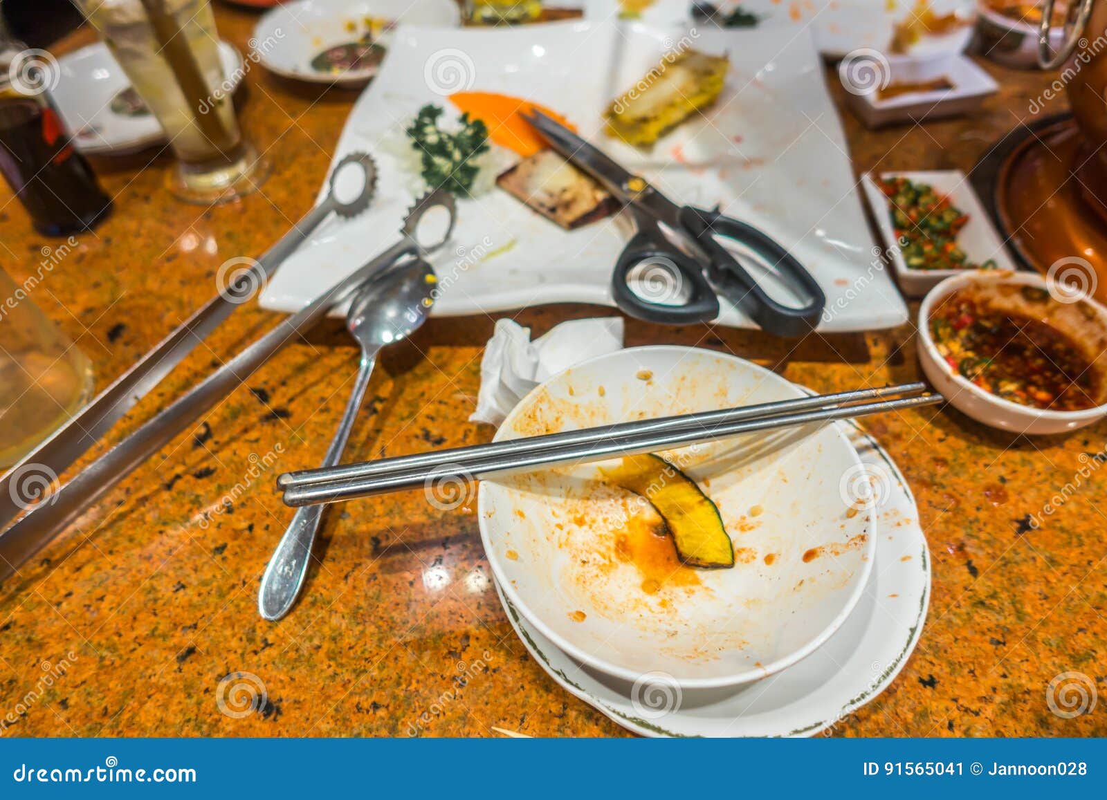 Empty Plate with Dirty after the Meal is Finished. . Stock Image ...
