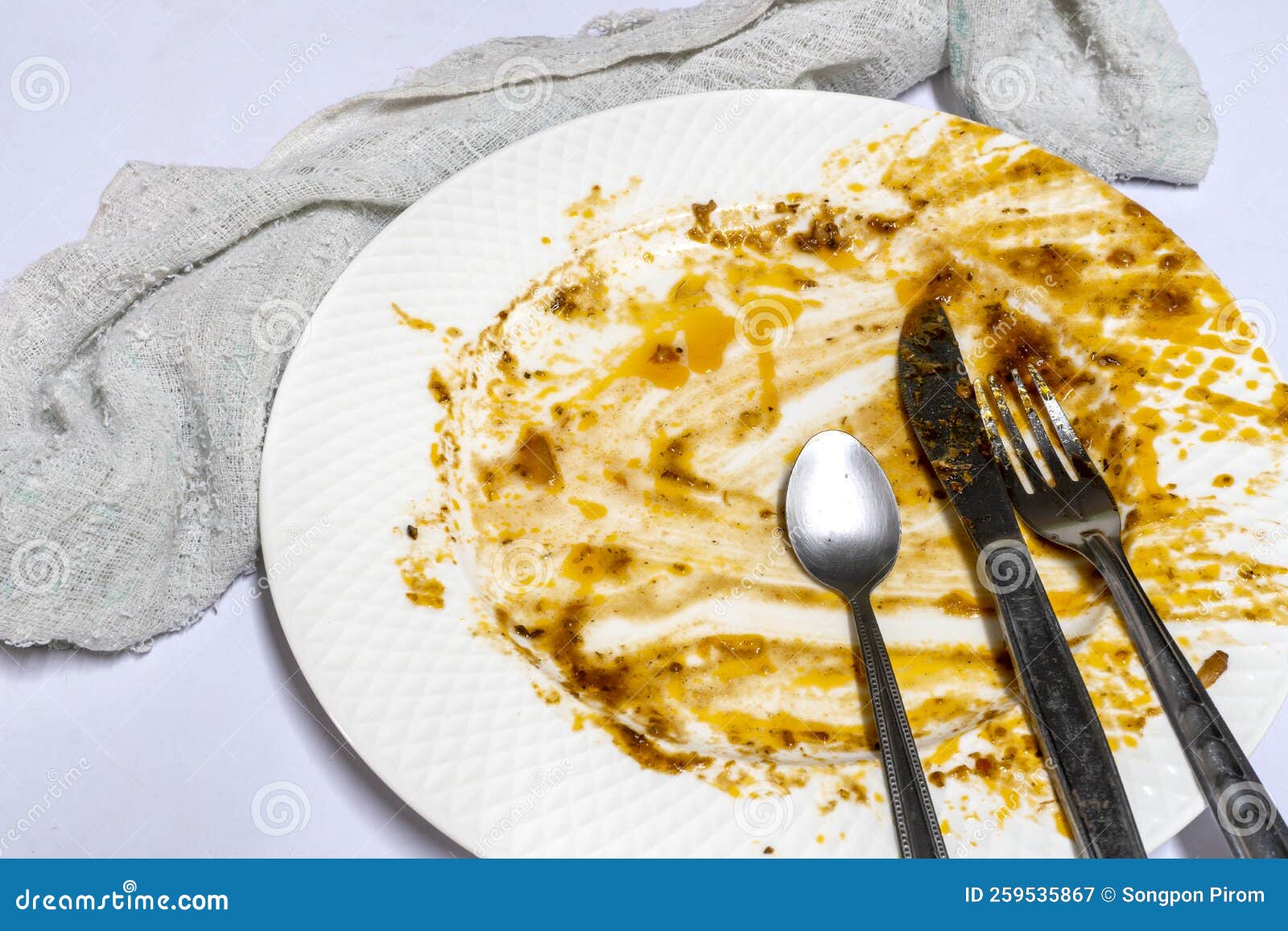 Empty Plate, Dirty after the Meal is Finished Stock Image - Image of ...