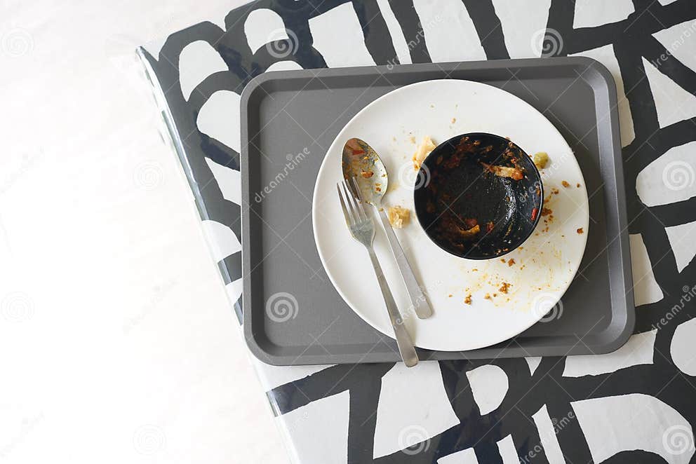 Empty Plate after Eating on Table Stock Image - Image of used, cutlery ...