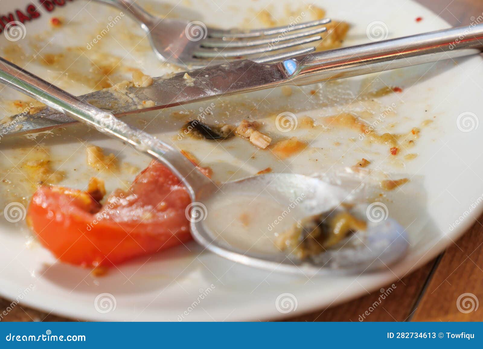 Empty Plate after Eating on Table Stock Image - Image of finished ...