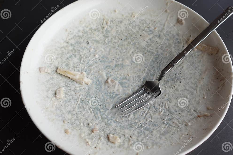 Empty Plate after Eating on Table Stock Image - Image of left, empty ...