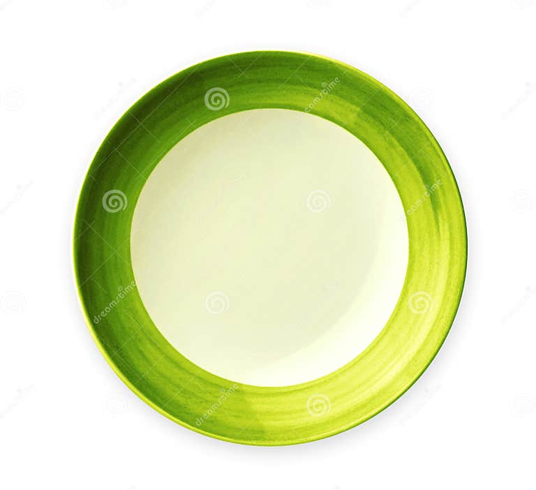 Empty Plate with Green Pattern Edge, Ceramic Plate with Spiral Pattern ...