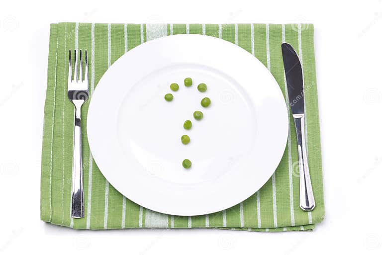 Empty Plate with Green Peas in the Shape of a Question Mark Stock Image ...