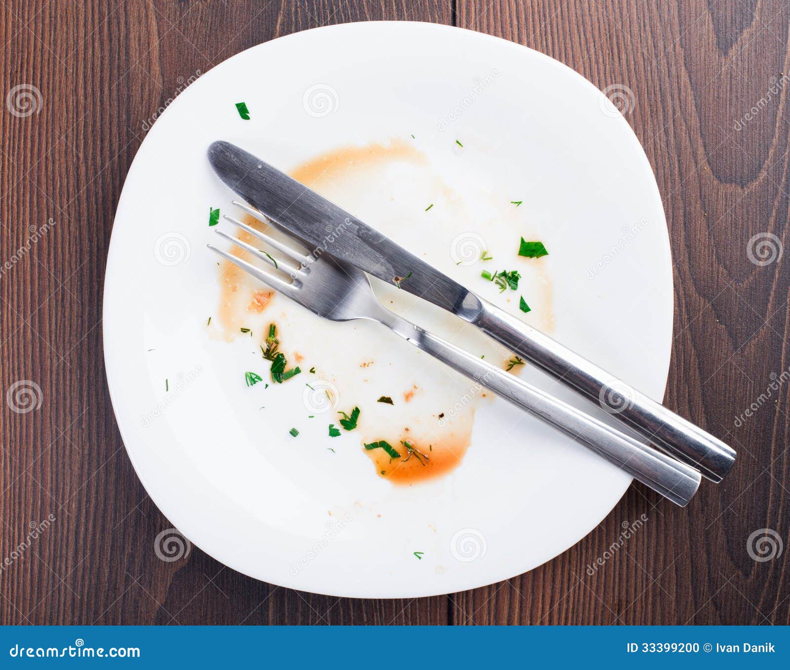 Empty Plate Left after Dinner Stock Photo - Image of table, wooden ...