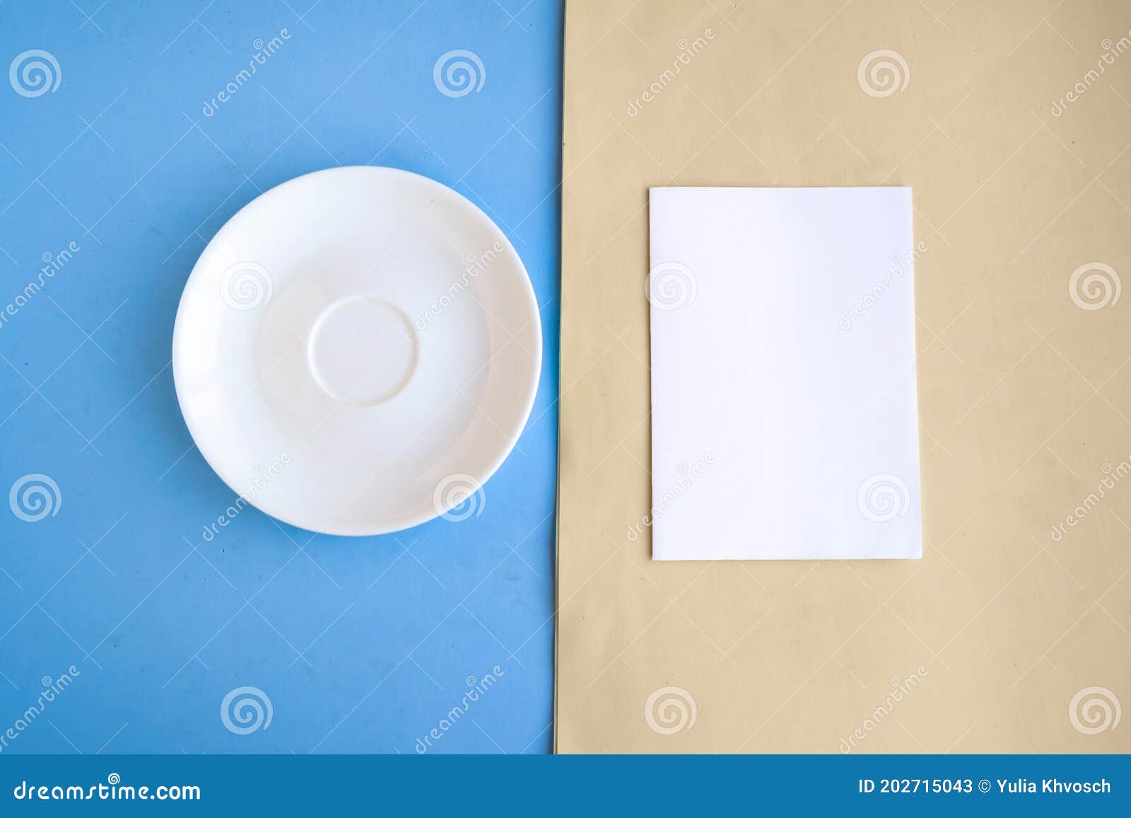 Empty Plate and Mockup Blank on Color Background. Copy Space for the ...