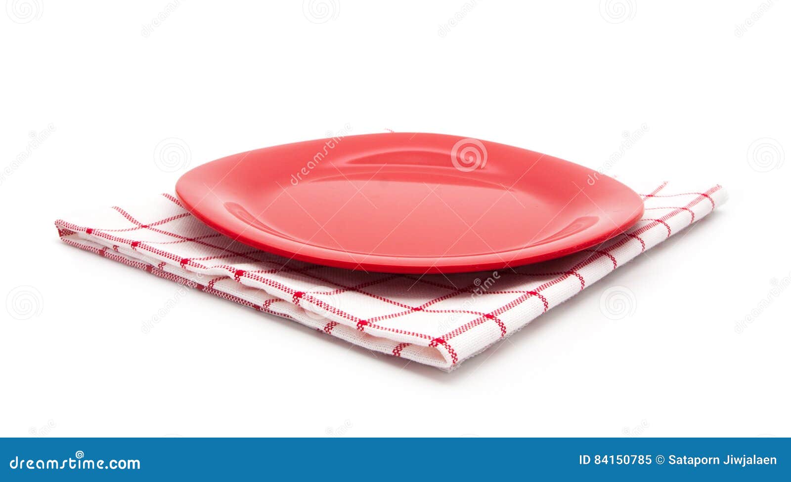 Empty Plate with Napkin on White Stock Image - Image of cloth, table ...