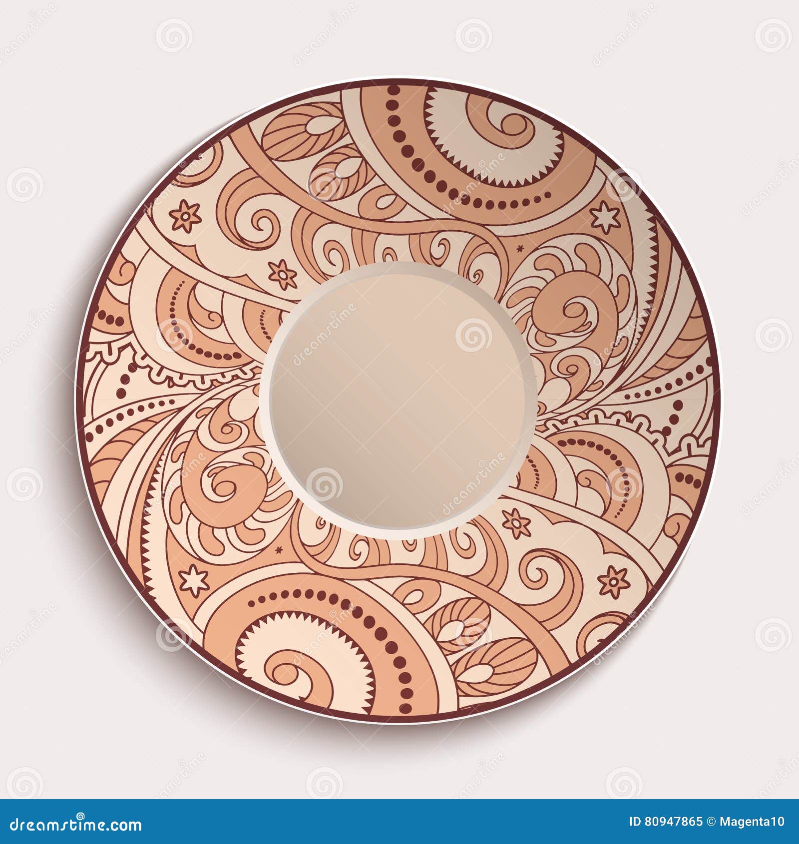 Empty Plate with Ornamental Border Stock Vector - Illustration of dish ...