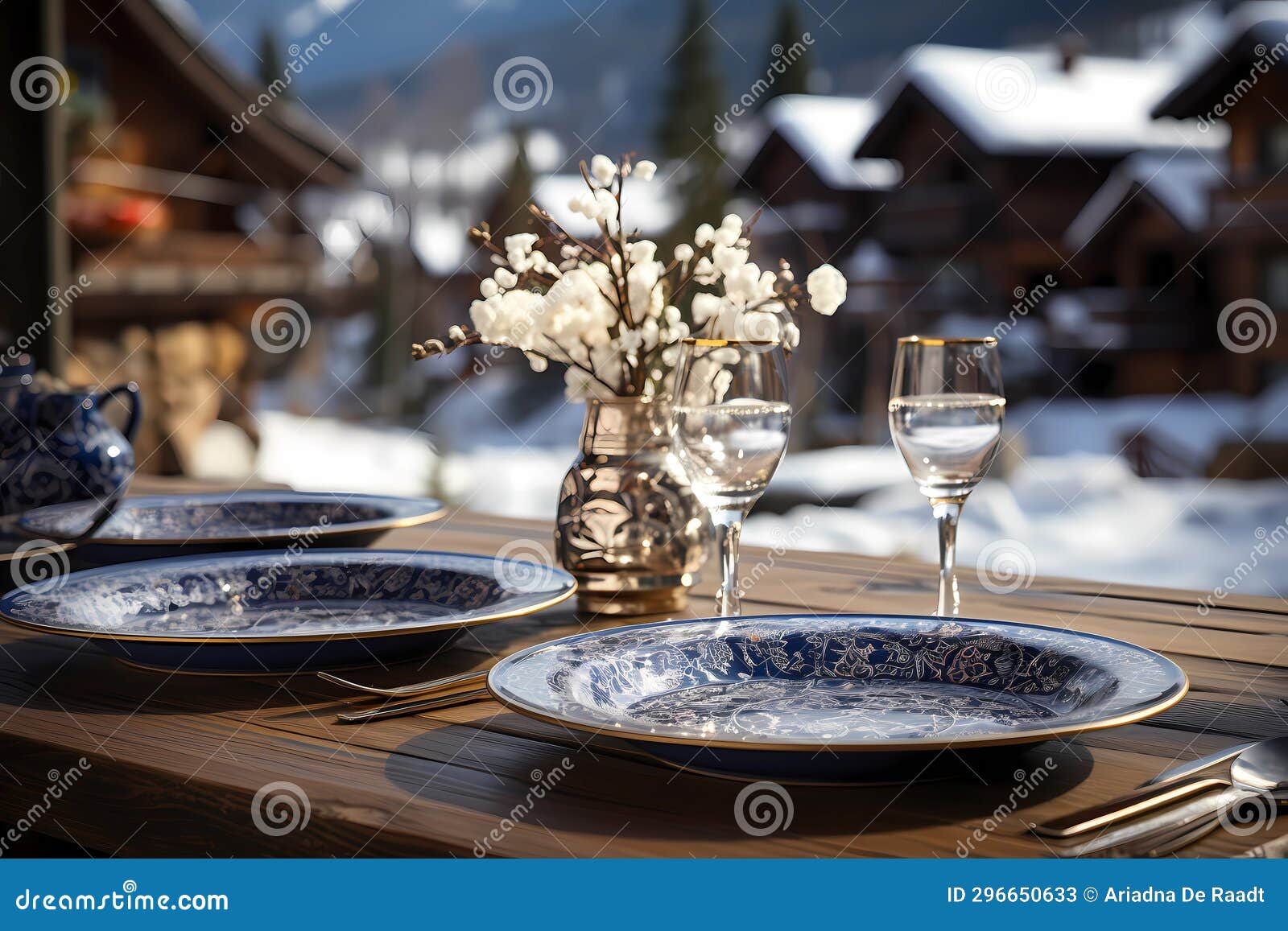 Empty Plate on Party Table in Country Style, Spring Season Stock ...