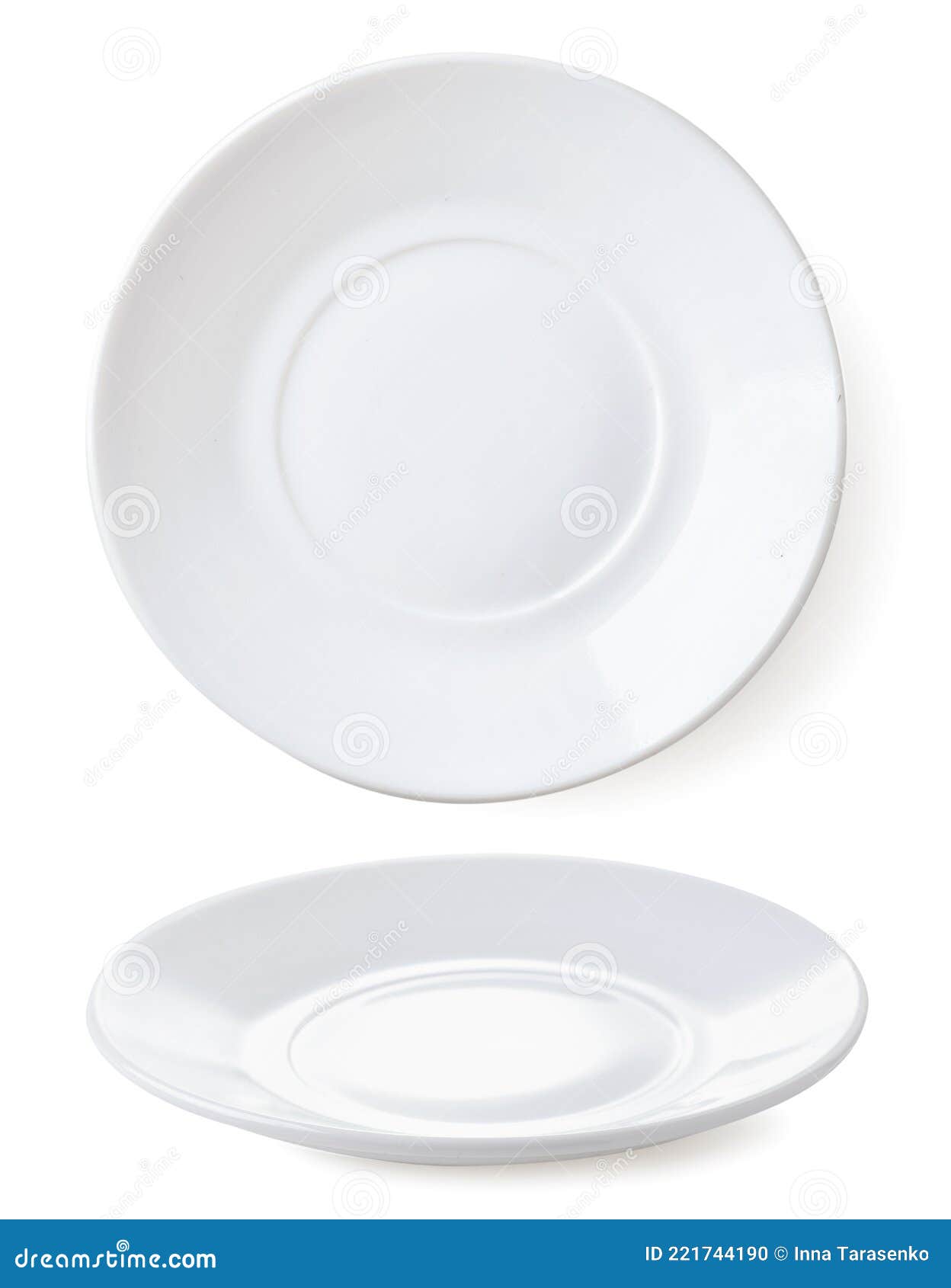 Empty Plate Side View and Top on White Background. Isolated Stock Photo ...